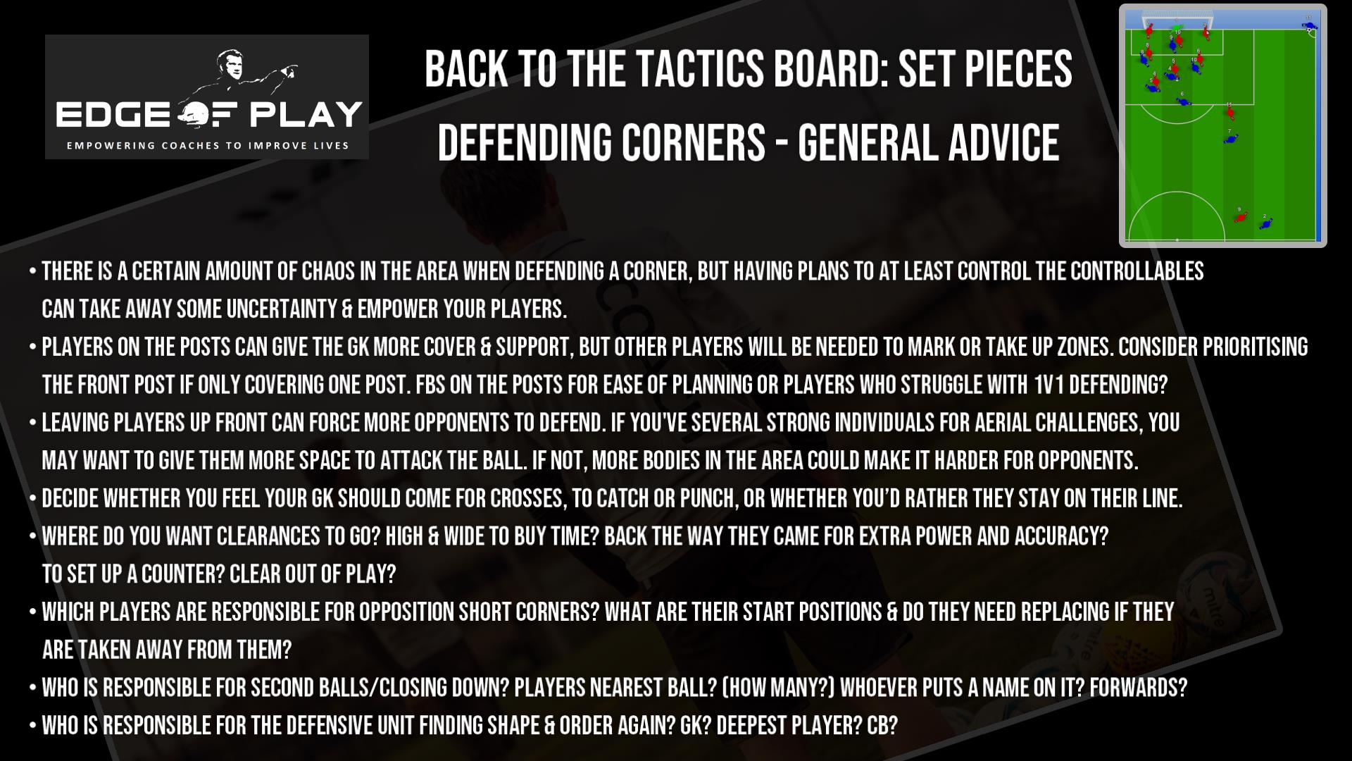 Edge of Play | FREE - Back to the Tactics Board: Set Pieces - Defending ...
